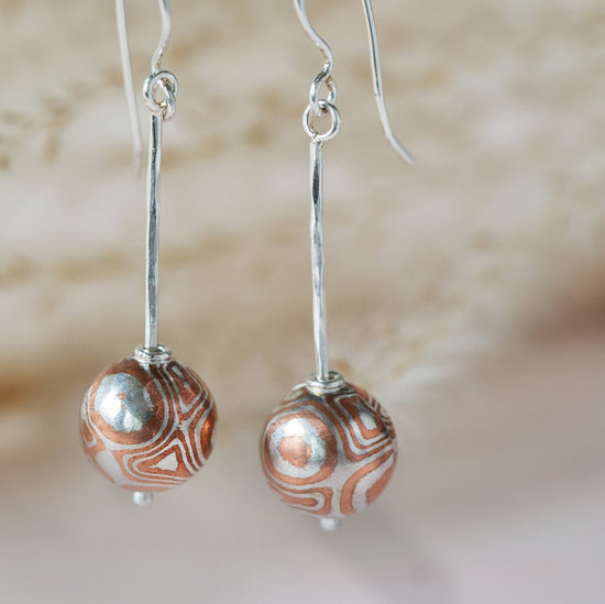 The Mokume Sphere Earrings – W.R. Metalarts